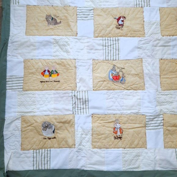 Bedding | Beatrix Potter Quilt Peter Rabbit Handmade Embroidered Baby ...